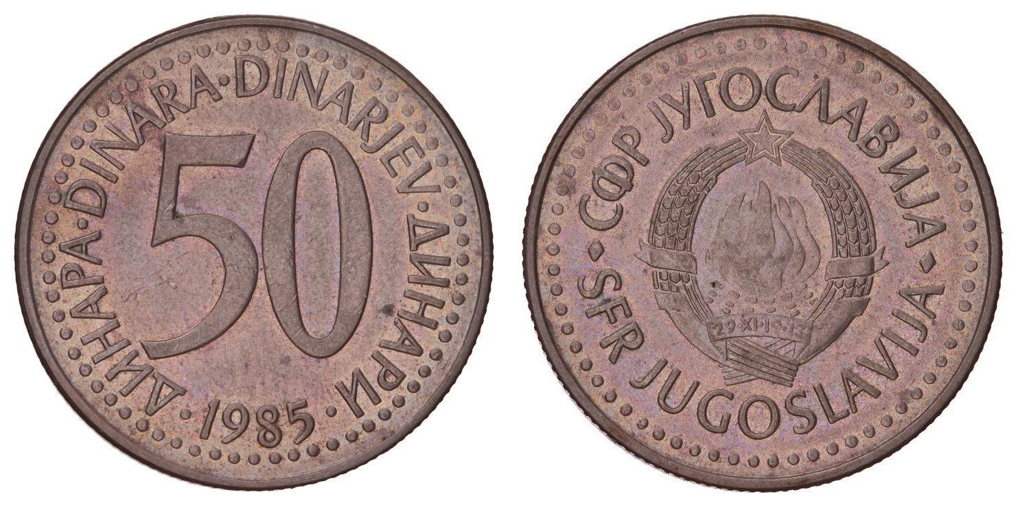 YUGOSLAVIA 50 dinara 1985 XF+ (Ref.br. K-000.948)