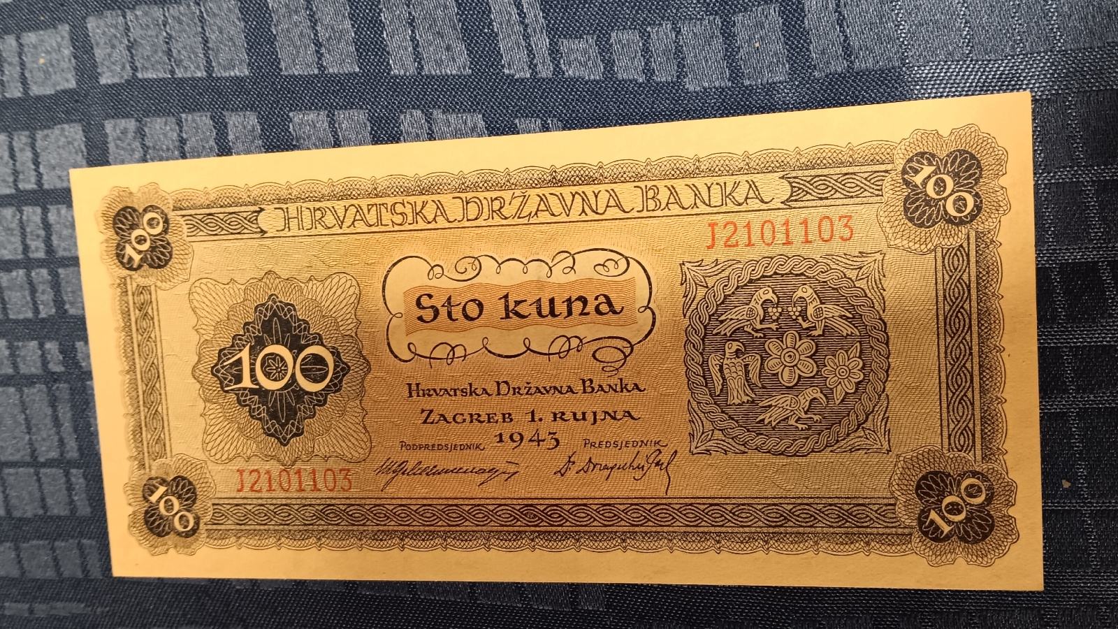 100 kuna 1943 NDH UNC