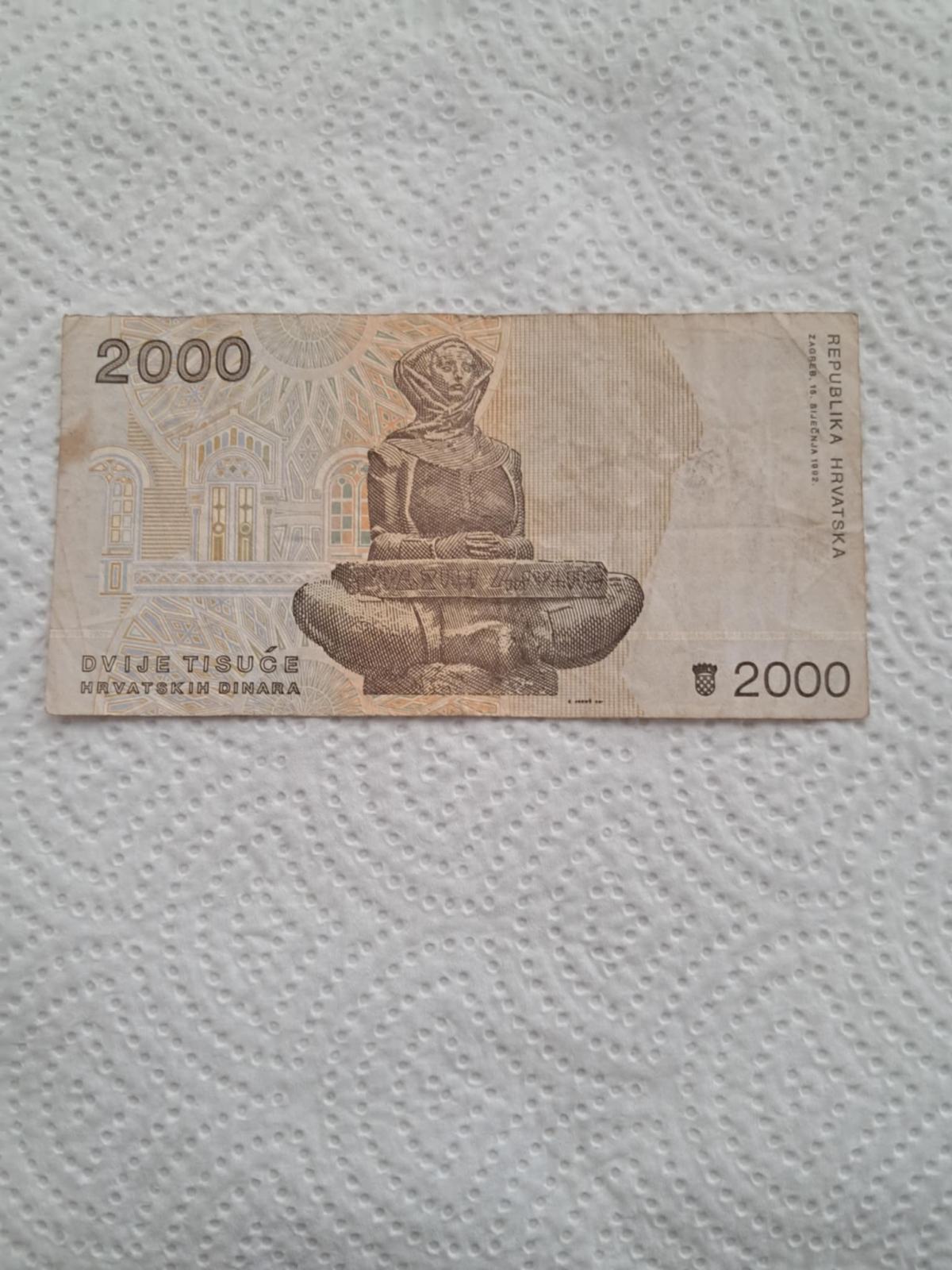 2000 hrvatskih dinara 15.1.1992