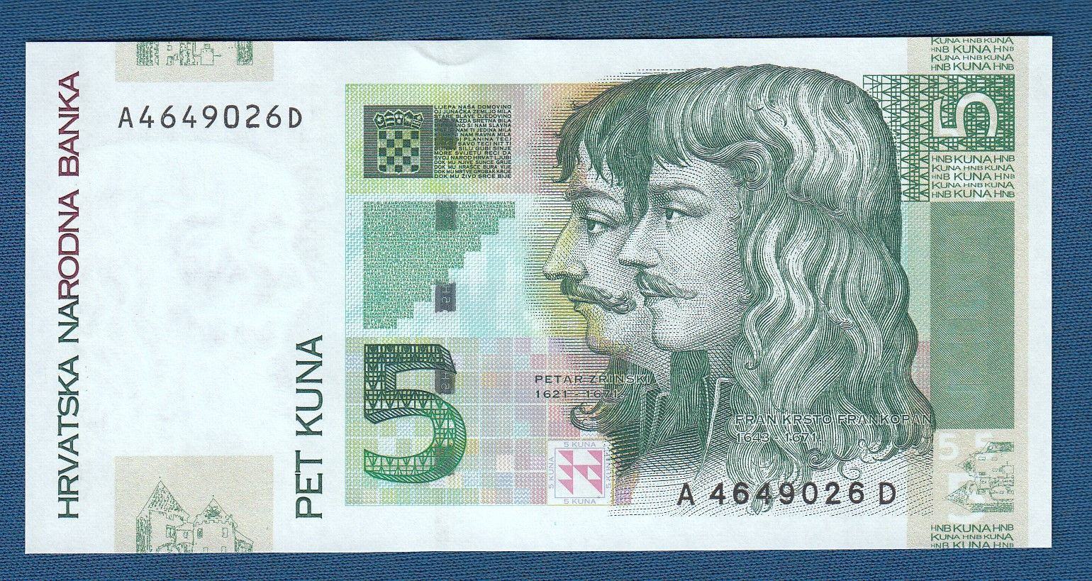 4 x 5 Kuna Novcanice Hrvatska