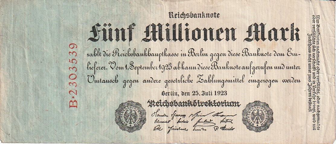 5 MILLIONEN MARK BERLIN 1923