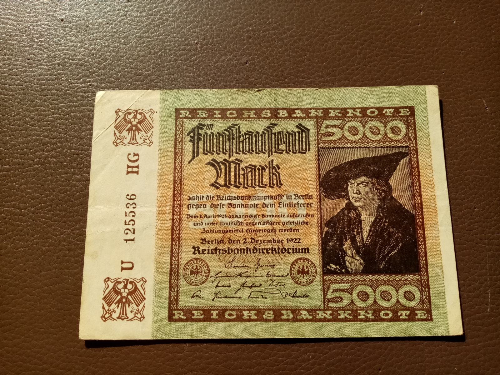 5000 mark iz 1922 godine!!