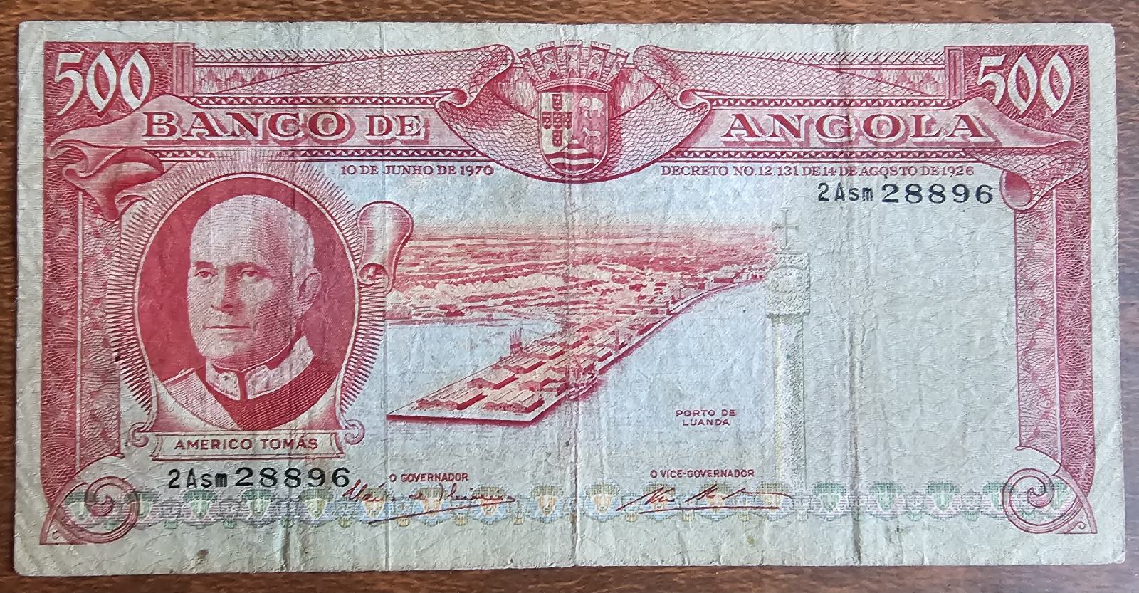 ANGOLA- 500 ESCUDOS 1970.