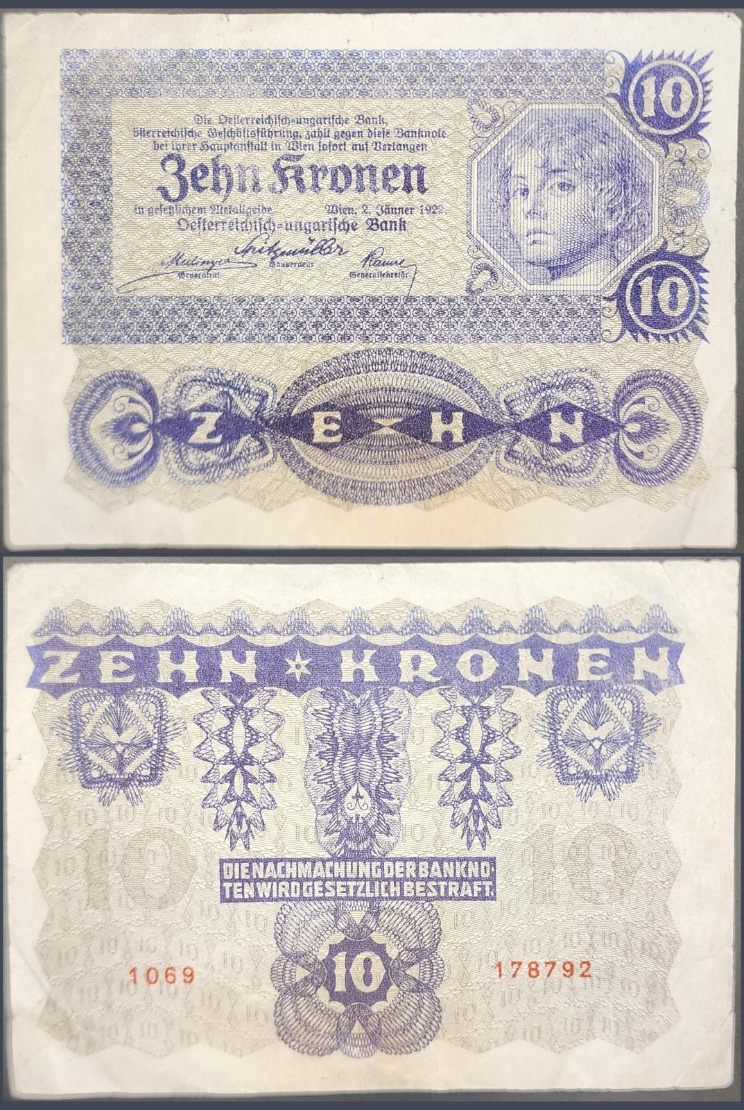 AUSTRIA-HUNGARY / AUSTRO-UGARSKA (1922) 10 Kronen