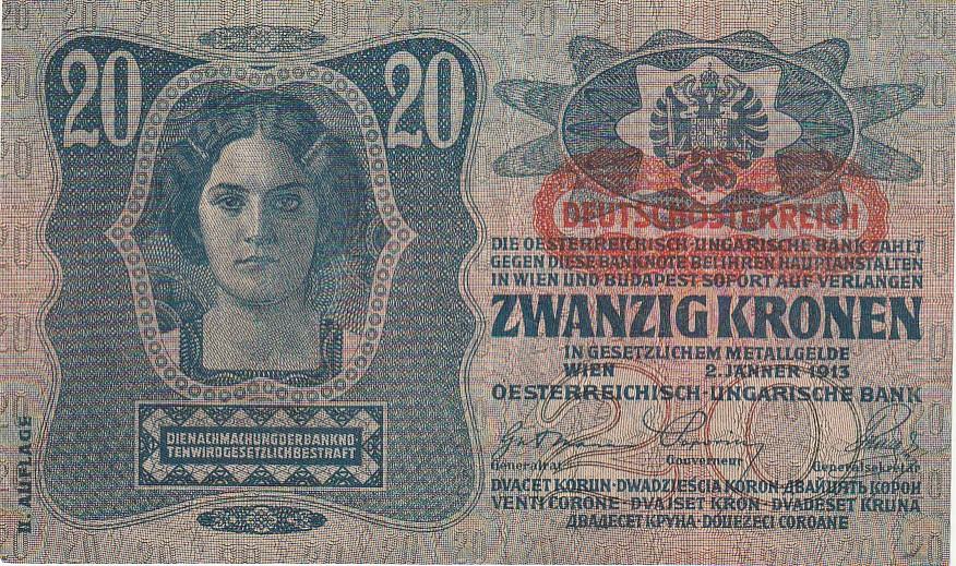 AUSTRO-UGARSKA ZWANZIG KRONE 1913 PRETISAK UNC