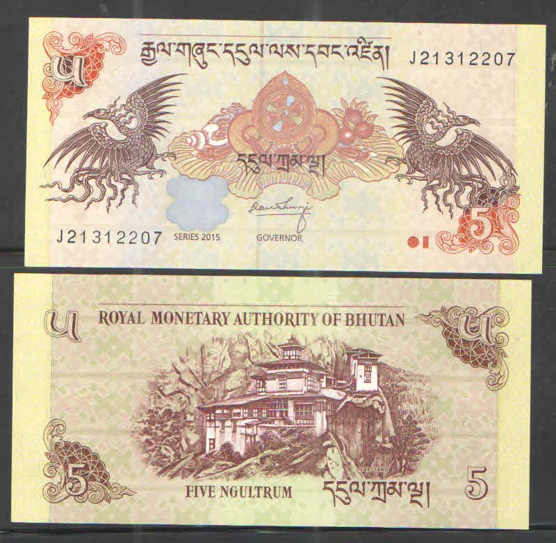 BHUTAN - 5 NGULTRUM - UNC