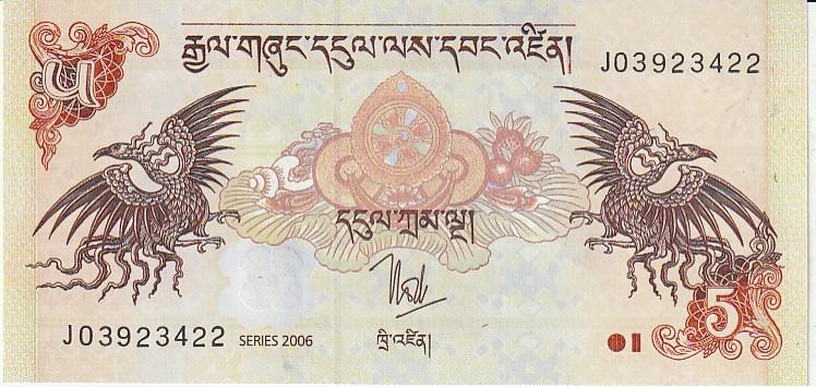 BUTAN FIVE NGULTRUM 2006 UNC