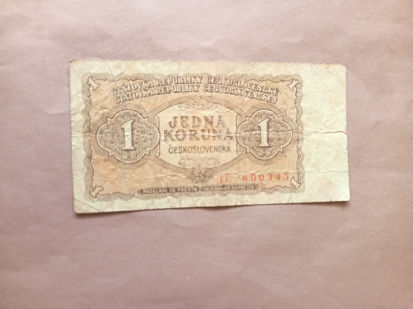 Čehoslovačka 1 koruna 1953..