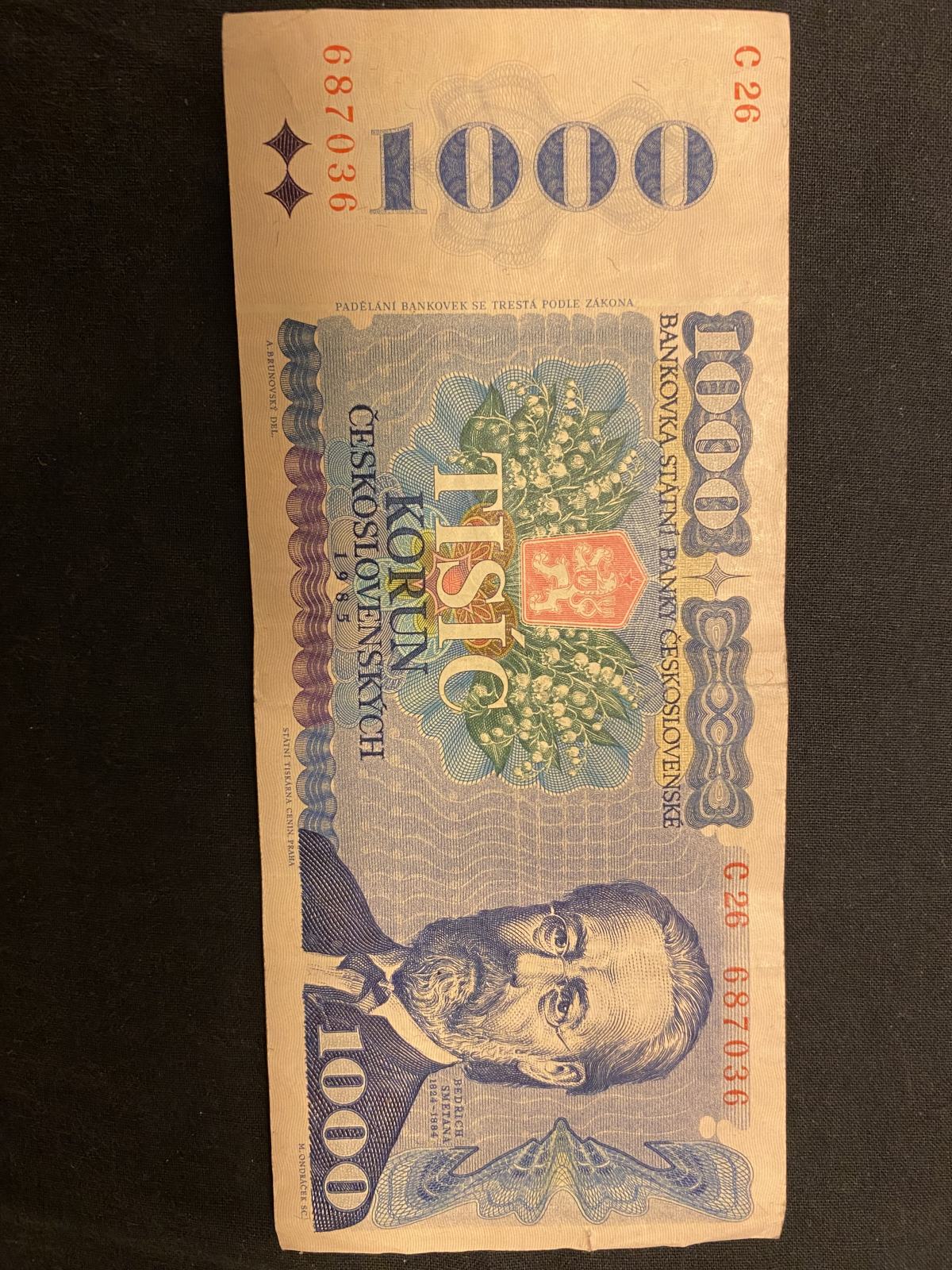 Čehoslovačka Socijalistička rep. 1000 Kruna 1985. (vf) Brunovsky