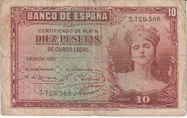 ESPANA 10 PESETAS 1935