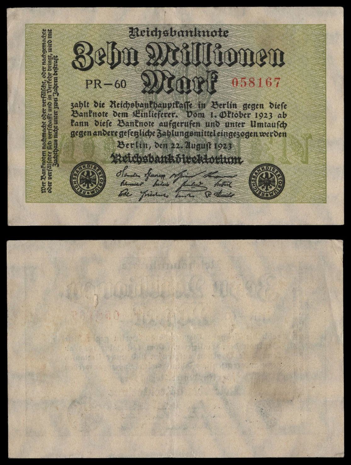 GERMANY 10 million mark 1923 VF (Ref.br. N-001.413)