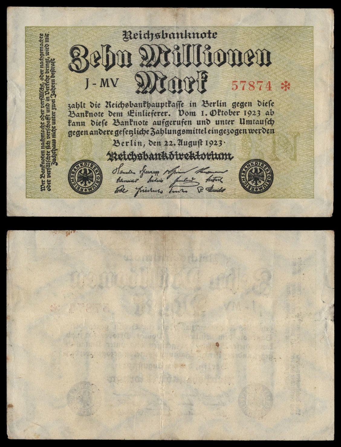 GERMANY 10 million mark 1923 VF (Ref.br. N-001.417)