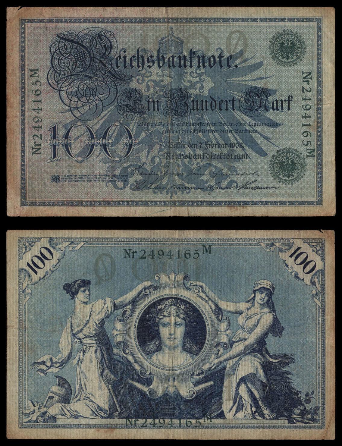 GERMANY 100 mark 1908 VF