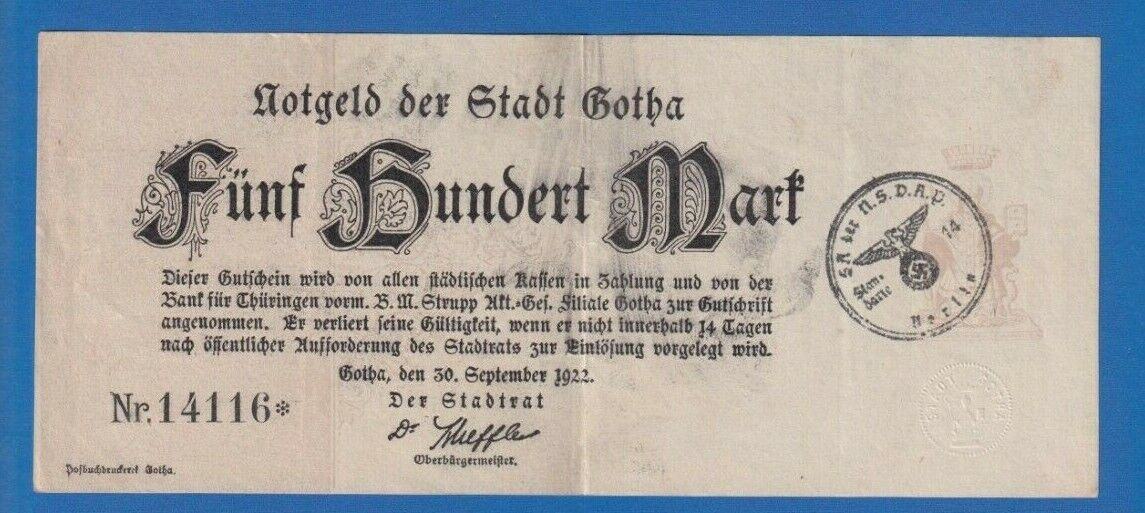 GERMANY 500 MARK 1922 + ( No 130 ) GERMANY REICH SEAL