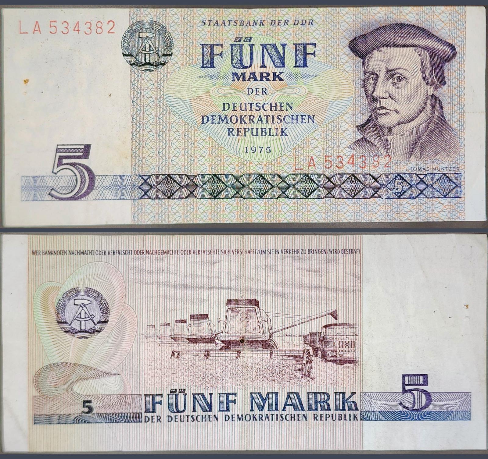 GERMANY DDR / DDR NJEMAČKA (1975) 5 Mark A