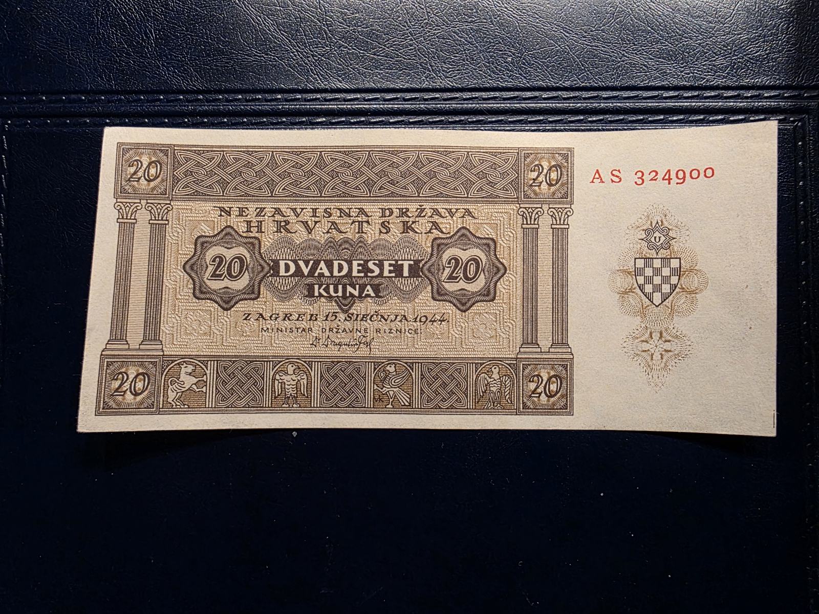 HRVATSKA 20 KUNA 1944 UNC-
