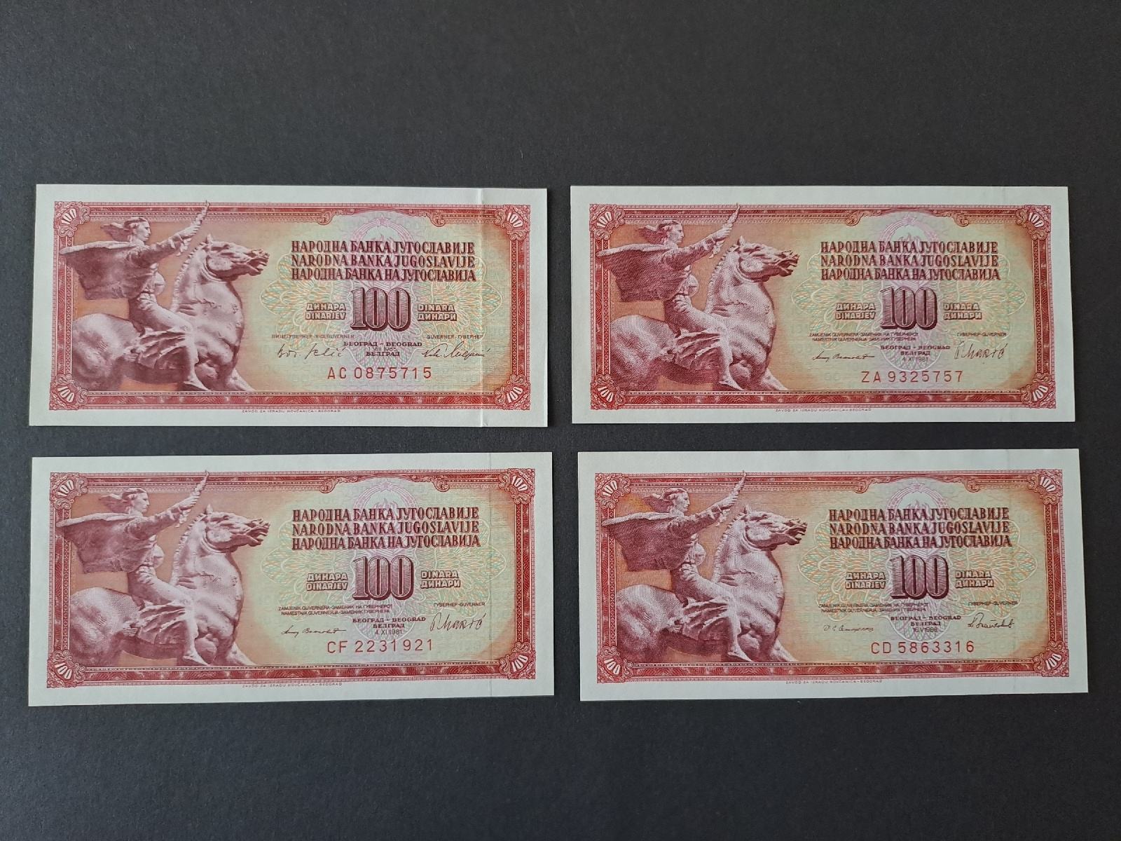 Jugoslavija 100 Dinara 1965-1986 UNC