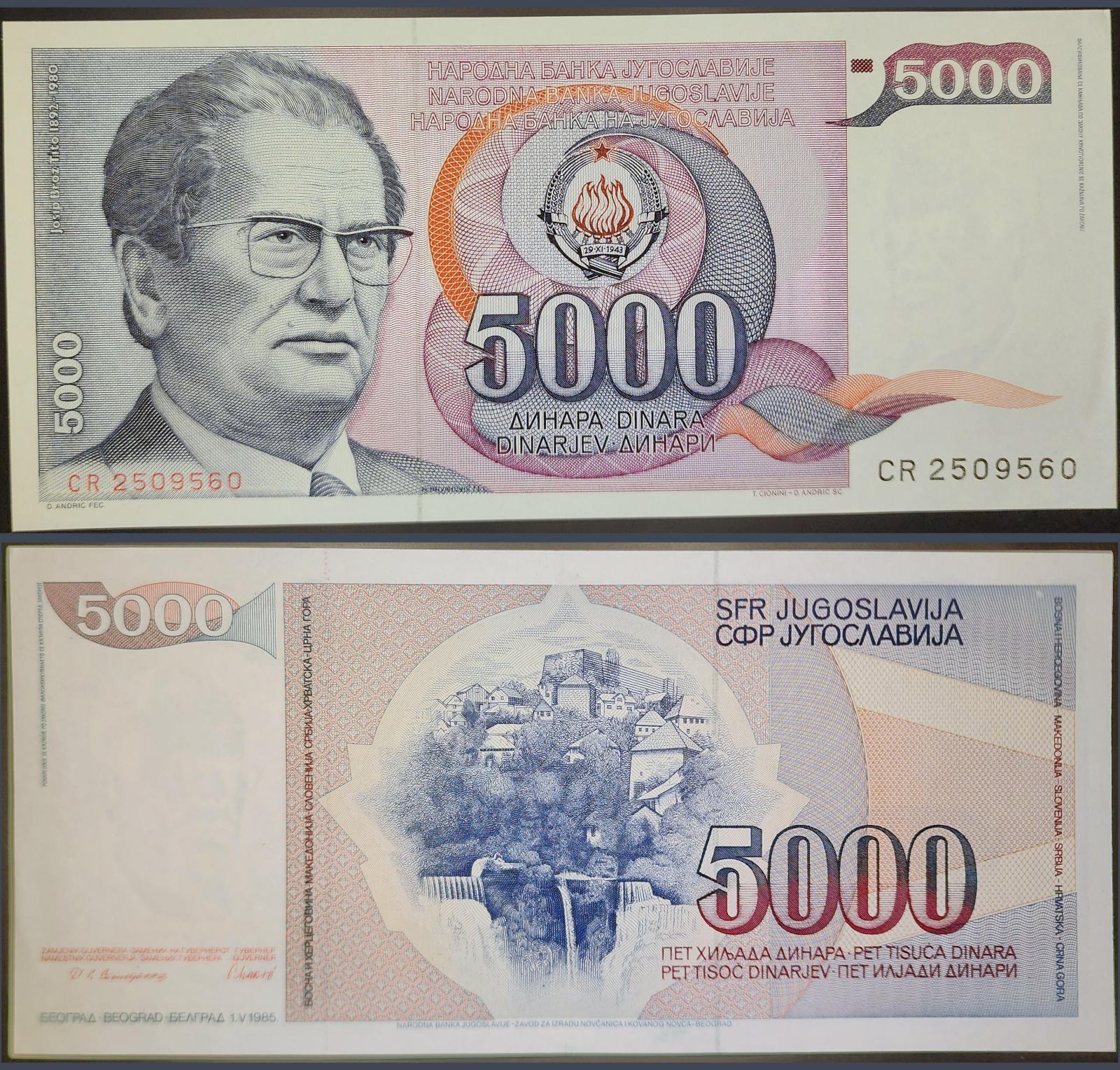 JUGOSLAVIJA (1985) 5000 Dinara UNC - TITO - CR 2509560