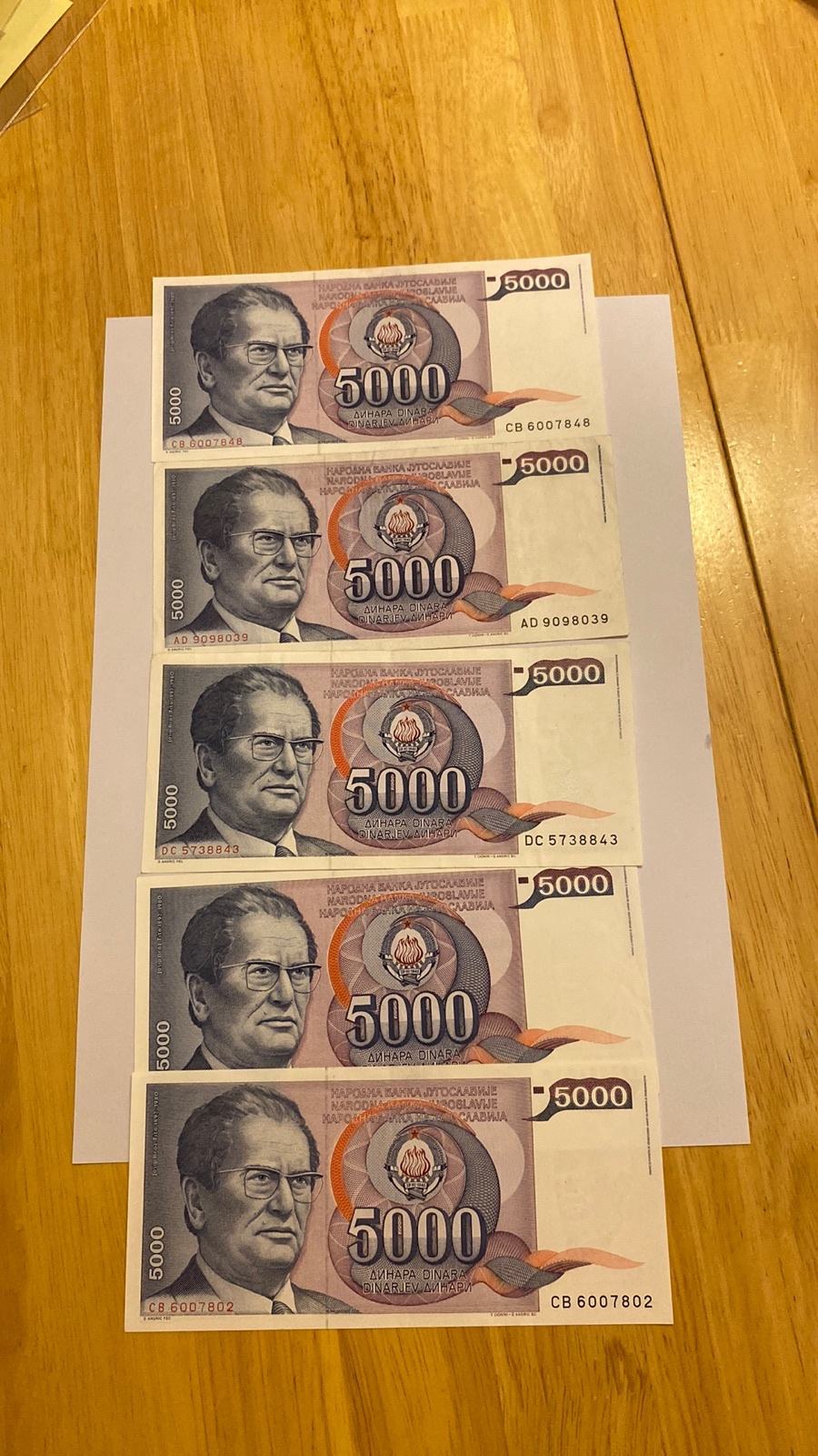 Jugoslavija,5000 dinara 1985