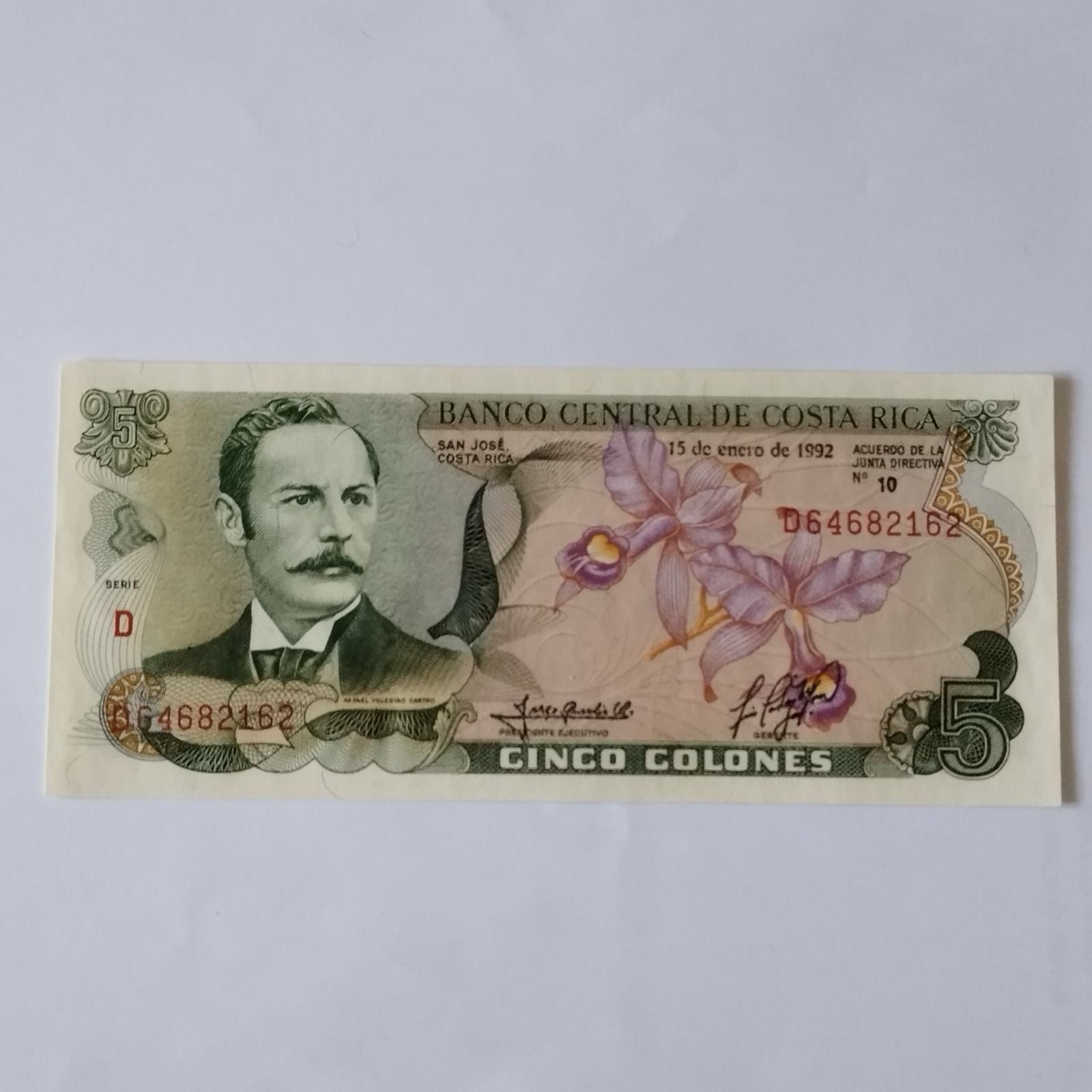 KOSTARIKA 5 COLONES 1992 GODINA UNC
