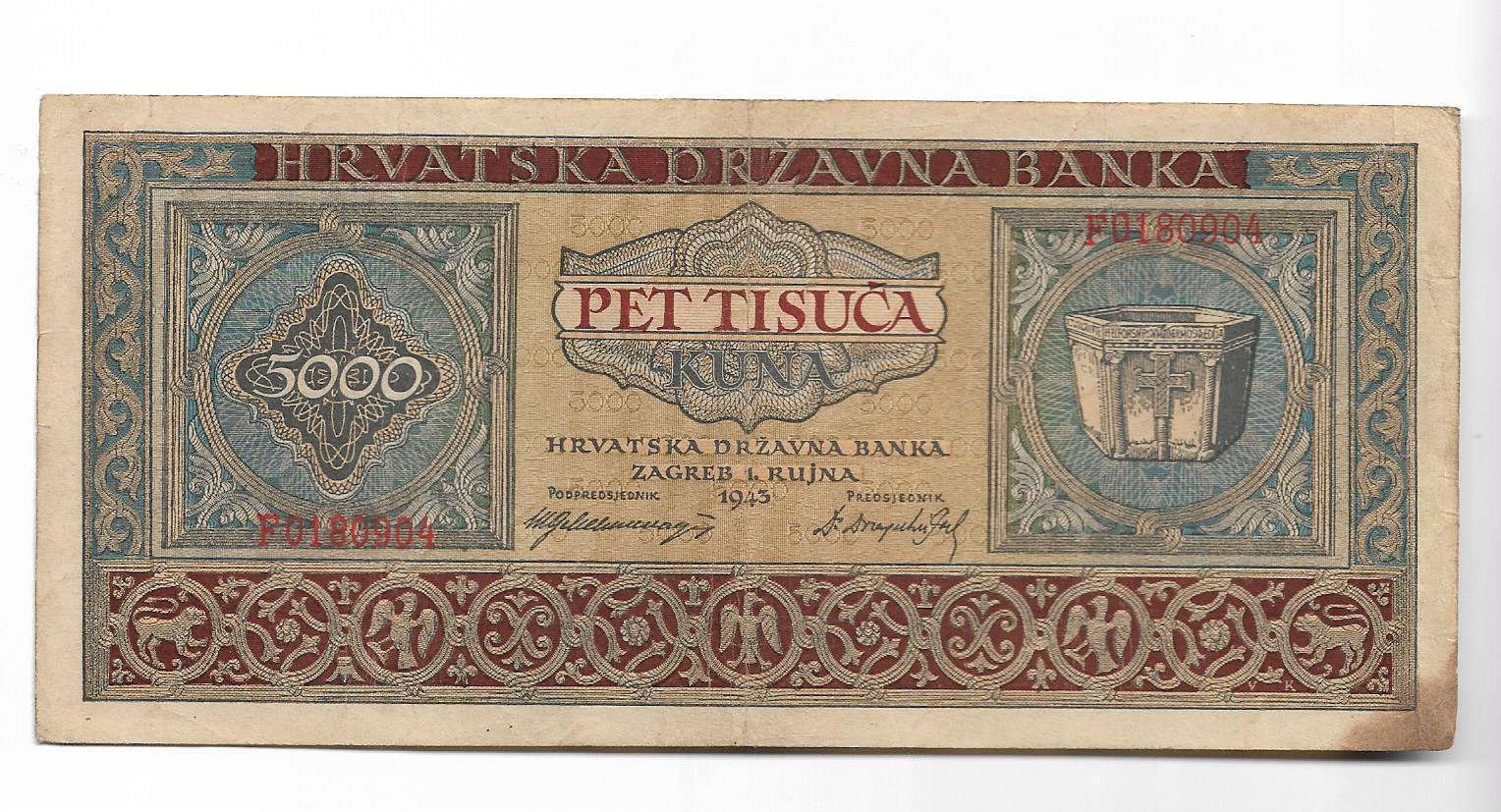 NDH 5000 kuna 1943 original F