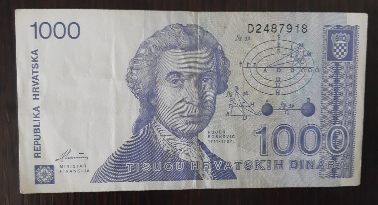 Novčanica 1000 HRD (hrvatskih dinara)