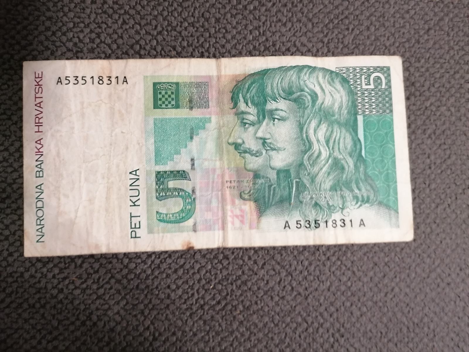 Novčanica od 5 kuna iz 1993 god