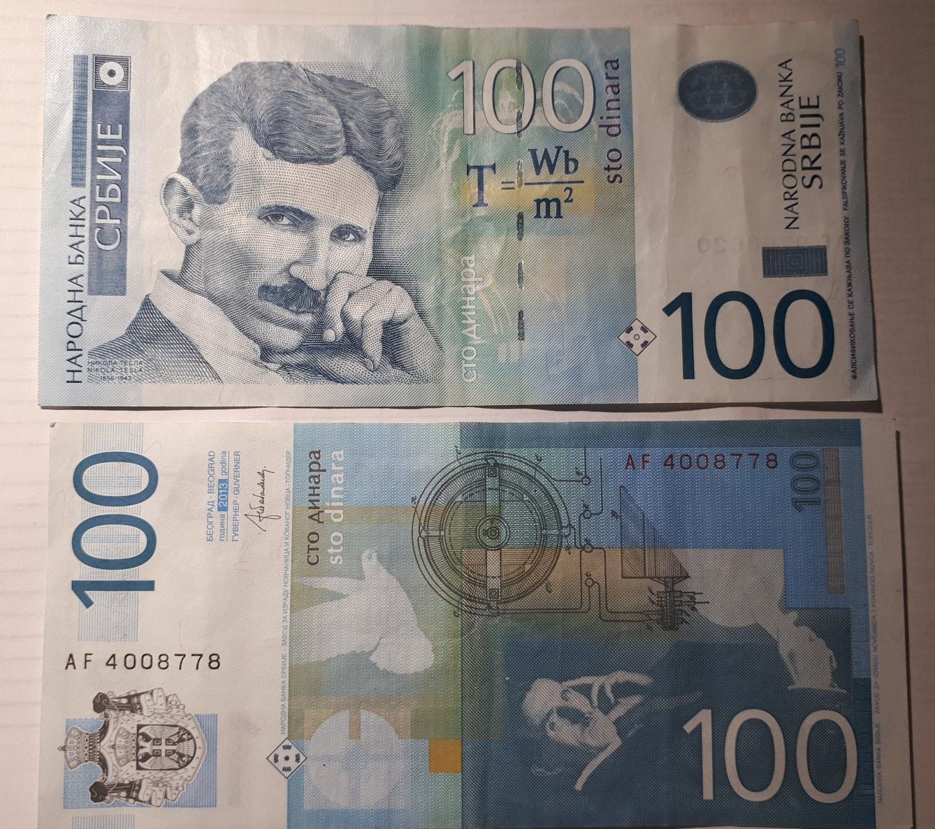 Novcanica Srbija 100 dinara Nikola Tesla