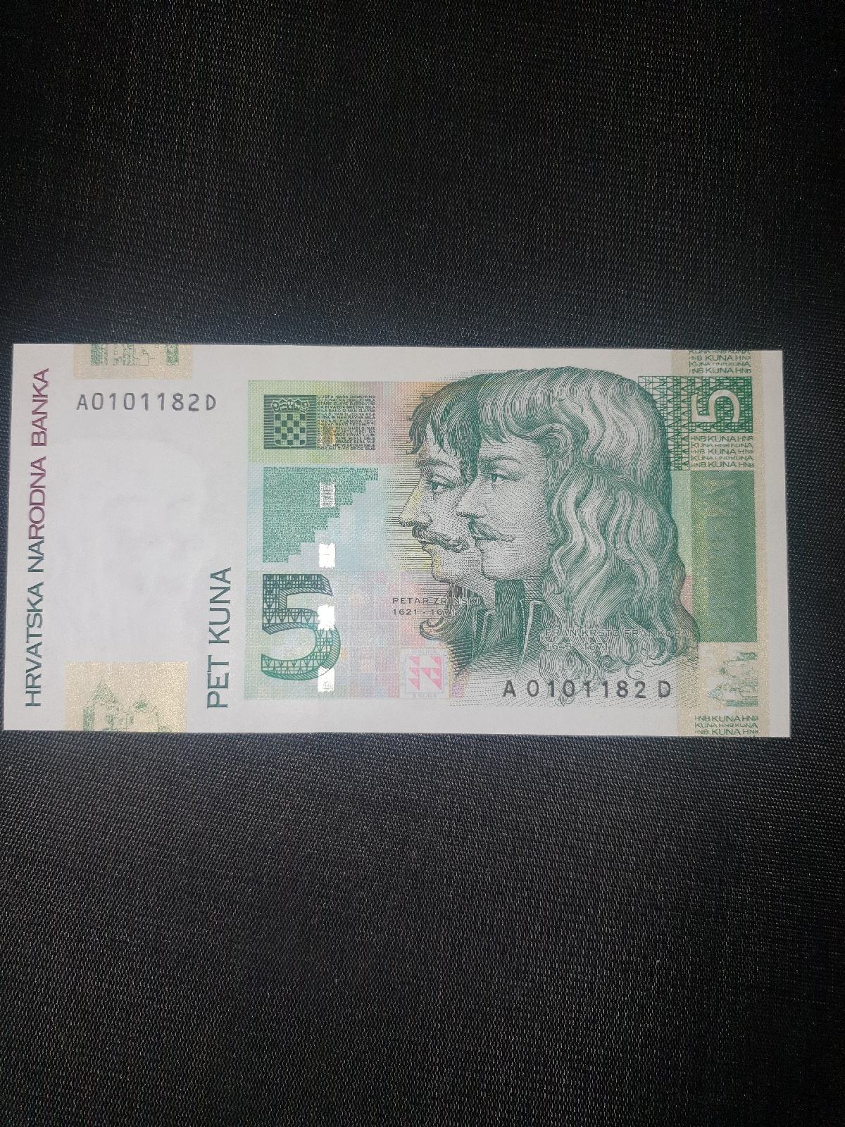 Novčanica UNC 5 Kuna, 2001.