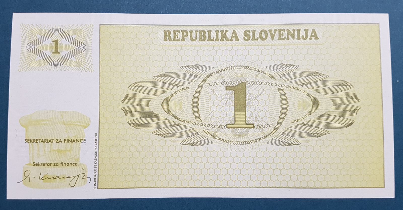 SLOVENIJA, 1 TOLAR, NOVA, VZOREC