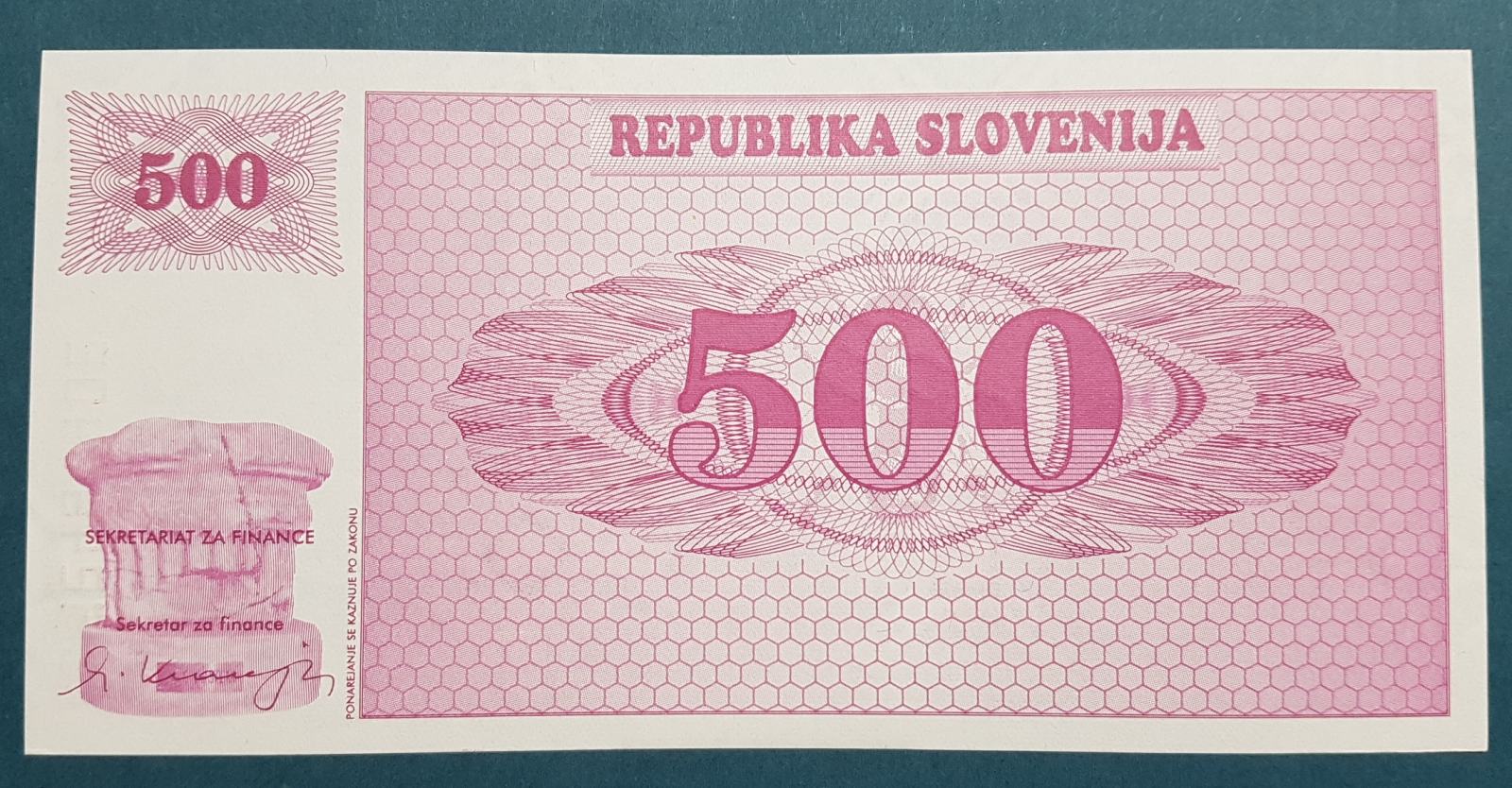 SLOVENIJA, 500 TOLAR, NOVA, VZOREC