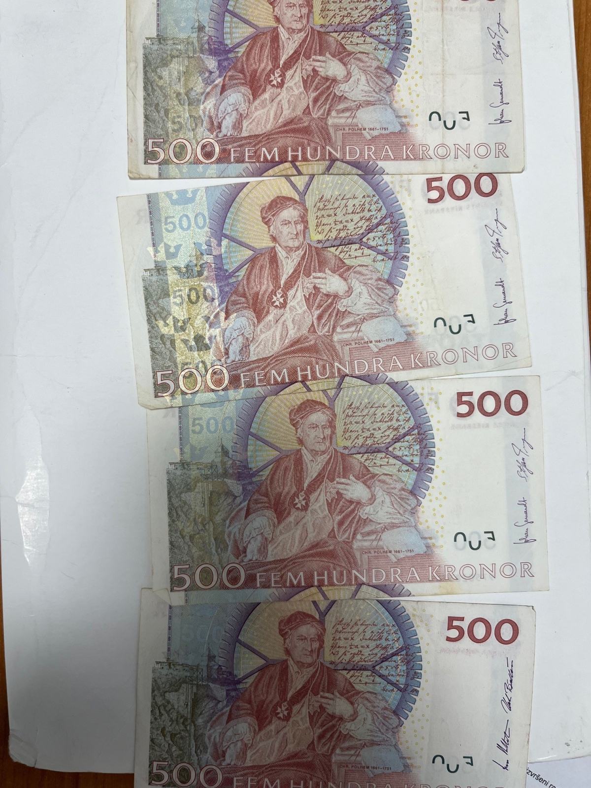 Švedska kruna, kronor - 4 novčanice od 500 kruna