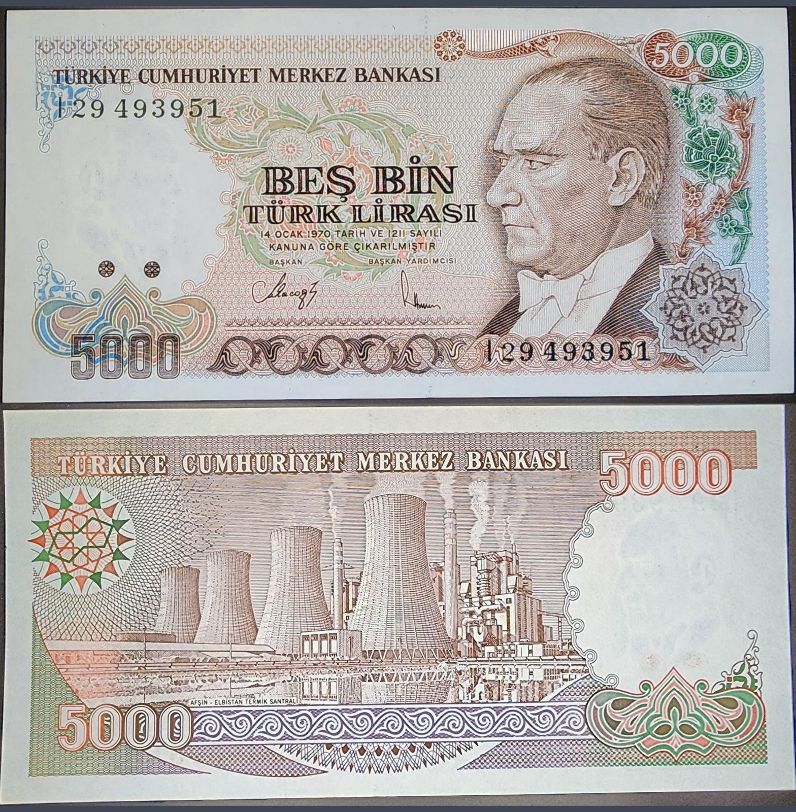 TURKEY / TURSKA (1990) 5000 Lira UNC