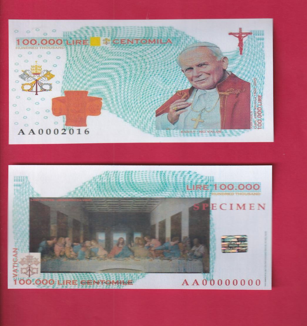 VATICAN 100 000 LIRE 2016 VATIKAN - Private Issue - hologram - UNC
