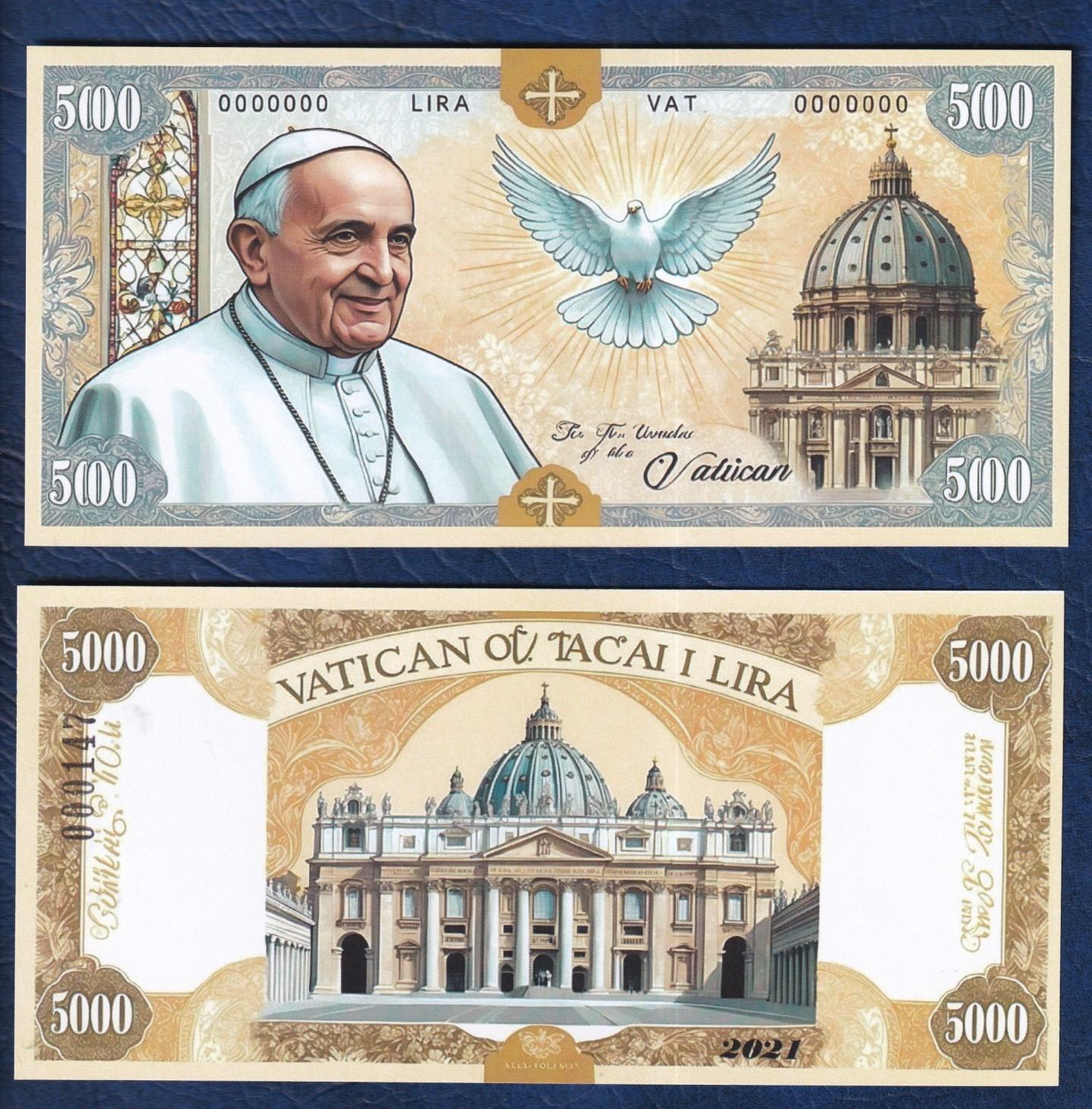 VATICAN 5000 LIRE 2021 UNC