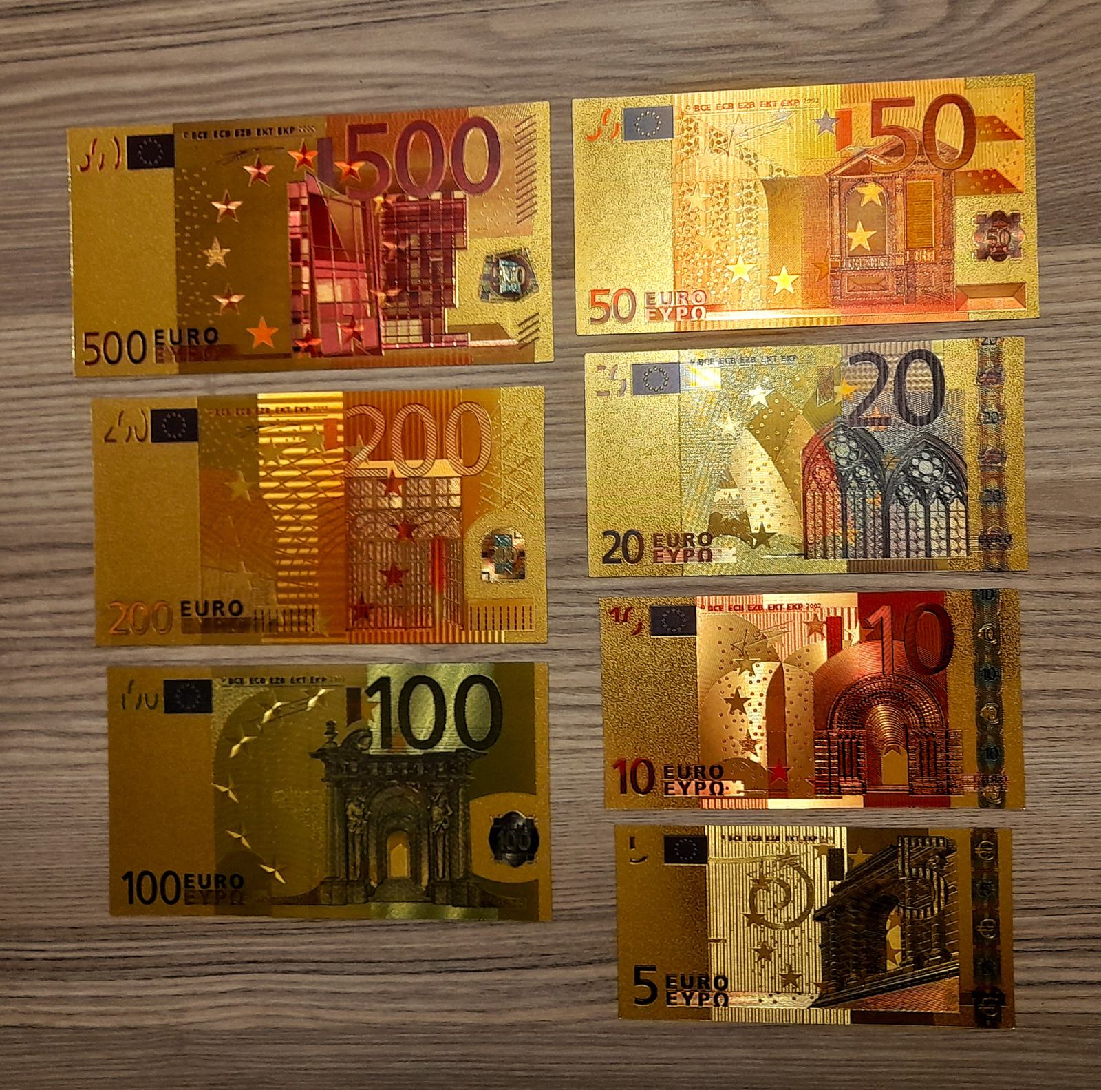 Zlatne novčanice - EUR, u boji - suvenir