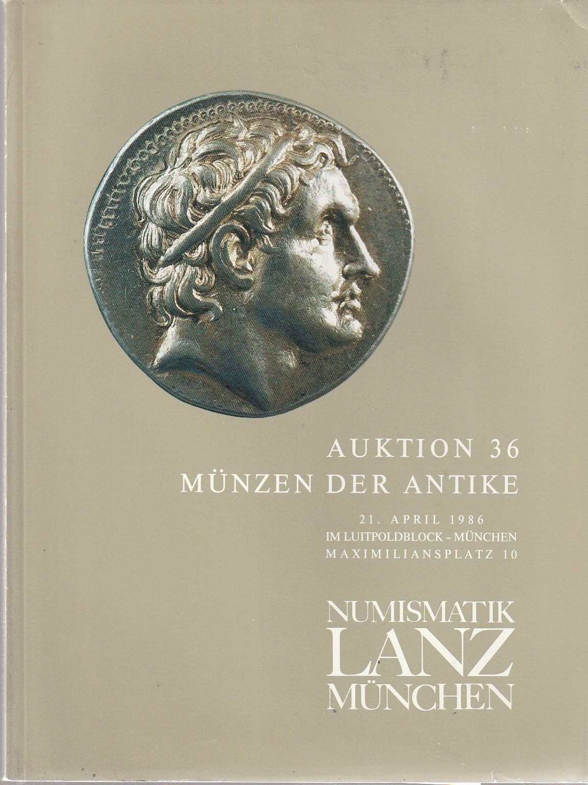 AUCIJSKI KATALOG 36 NUMISMATIK LANZ 21.4.1986