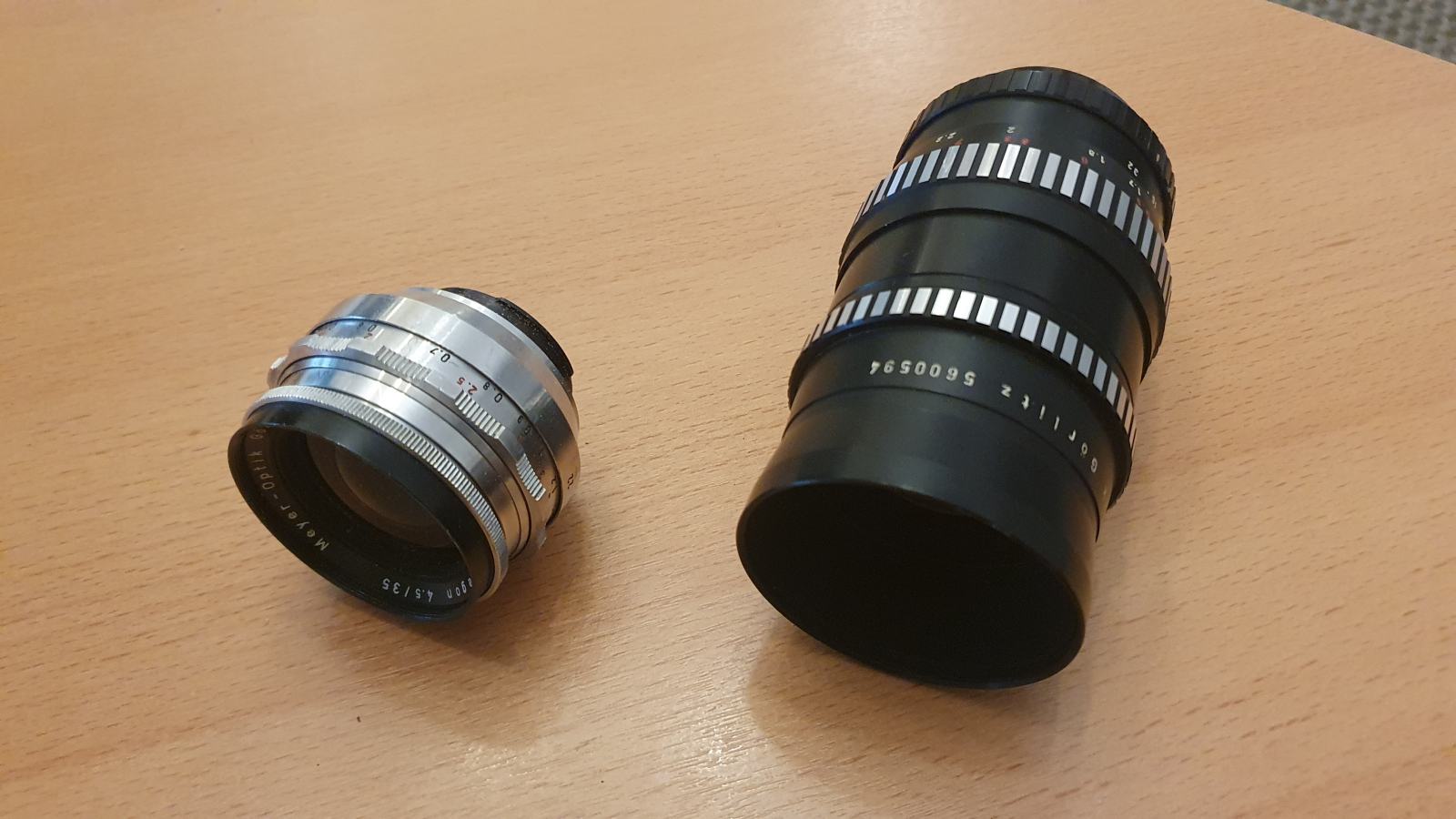 Meyer-Optik Gorlitz 2 objeltiva: Primagon i Orestor, za Altix