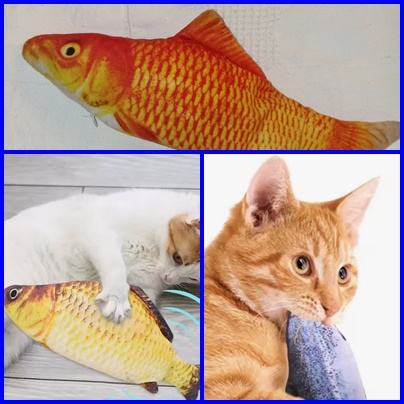 PLIŠANA IGRAČKA INTERAKTIVNA RIBA ZA MAČKE GIBLJIVA REP SKOČIRIBA 29cm