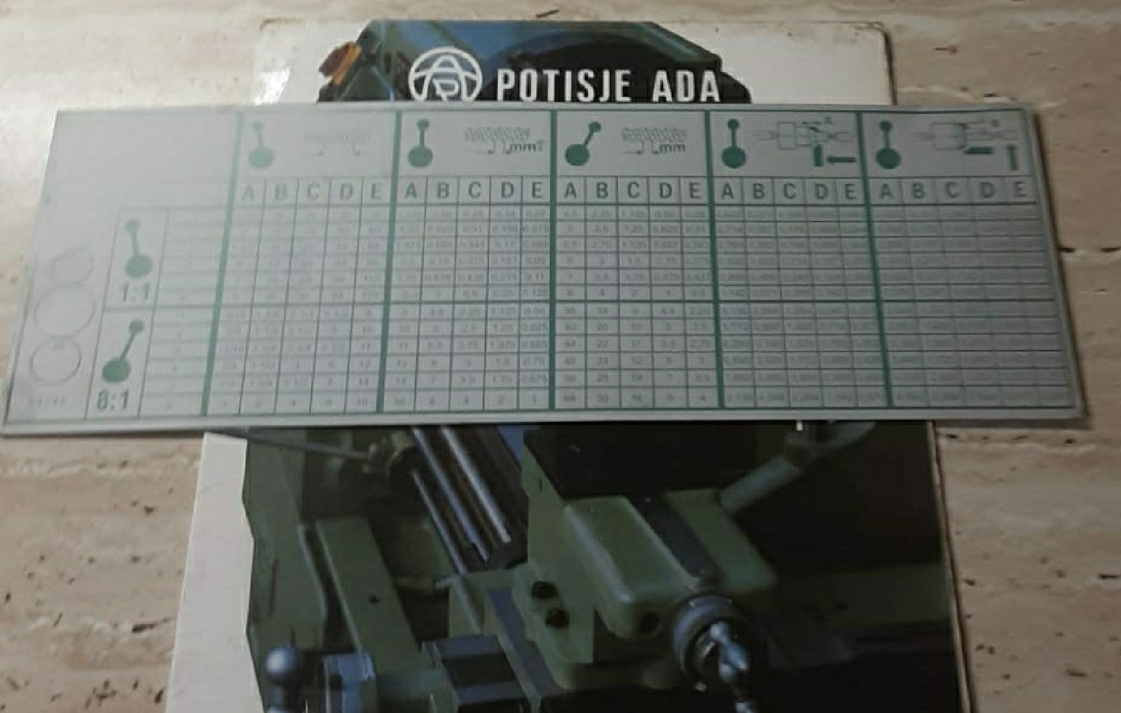 Tablica navoja za tokarski stroj ADA Potisje PA-501