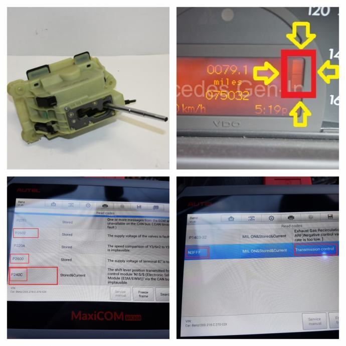 Mercedes ručica mjenjača w203 w211 w204 Greške P240C N3FFF P1856