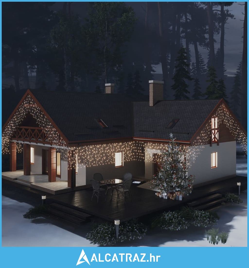 LED zavjesa u obliku siga 10 m 400 LED topla bijela 8 funkcija - NOVO