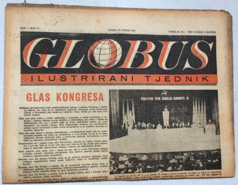 GLOBUS, STARI ČASOPIS, GODONA 1 BROJ 11, 1954.