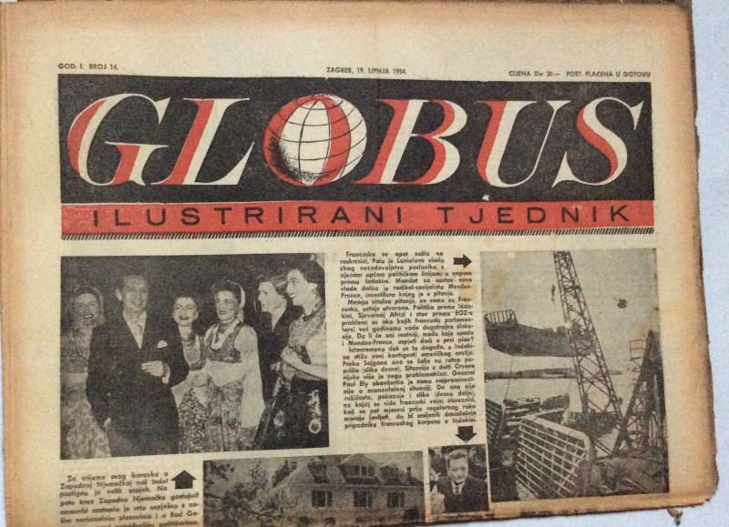 GLOBUS, STARI ČASOPIS, GODONA 1 BROJ 14, 1954.