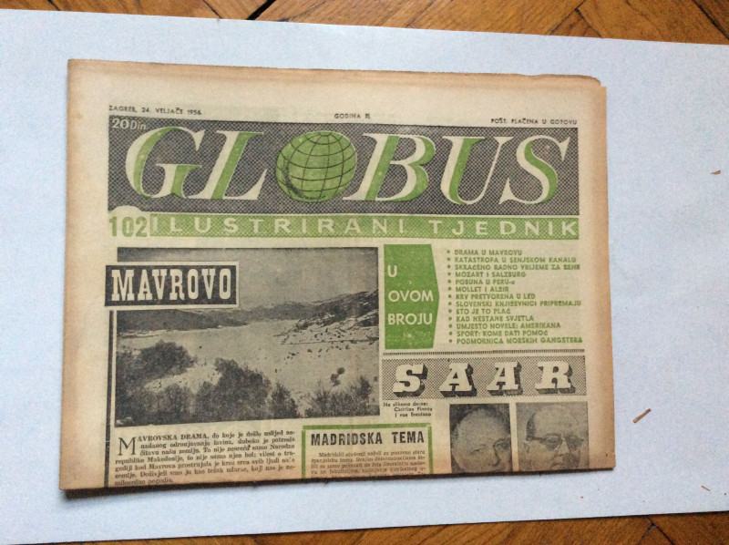 GLOBUS, STARI ČASOPIS, ILUSTRIRANI TJEDNIK, GODiNA 3 BROJ 102, 1956.