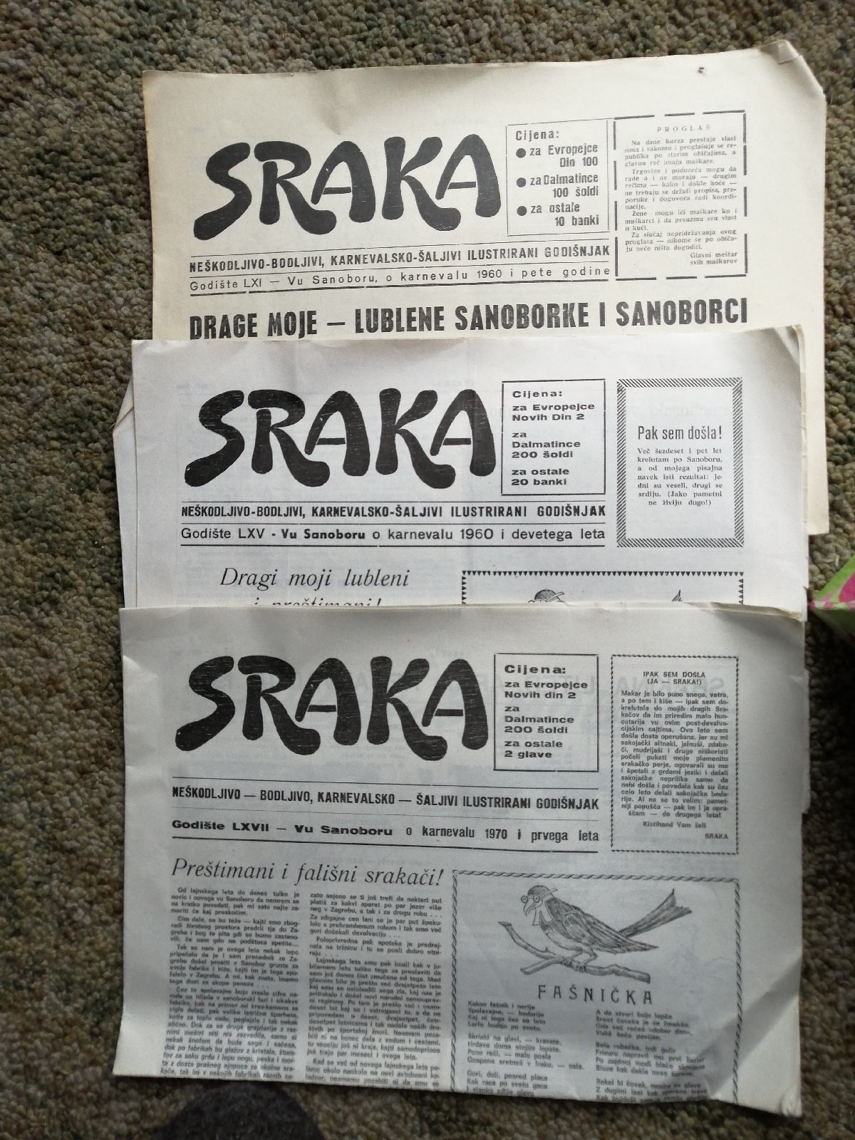 Sraka, fašnički list Samobor LOT