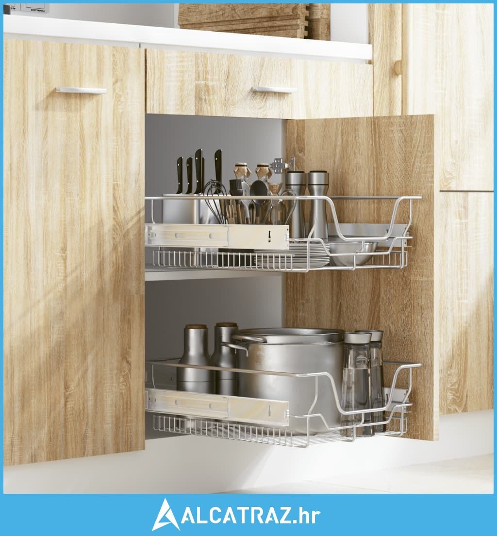 Izvlačne žičane košare 2 kom srebrne 45 cm - NOVO