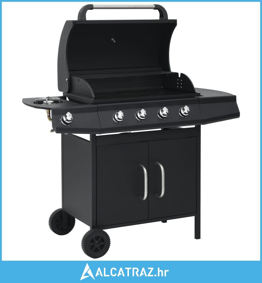 Plinski roštilj s 4 +1 zonom za kuhanje crni čelični - NOVO