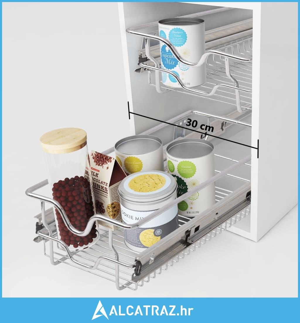 Žičane košare na izvlačenje 2 kom srebrne 300 mm - NOVO