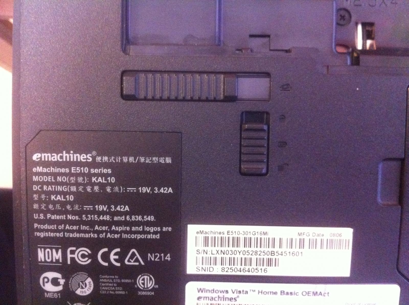 EMachines E510 series